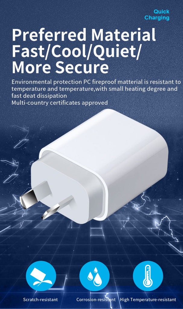 AU Plug 20W Fast Charger, USB-C Type C Plug,SAA Certified Quick Charger ...